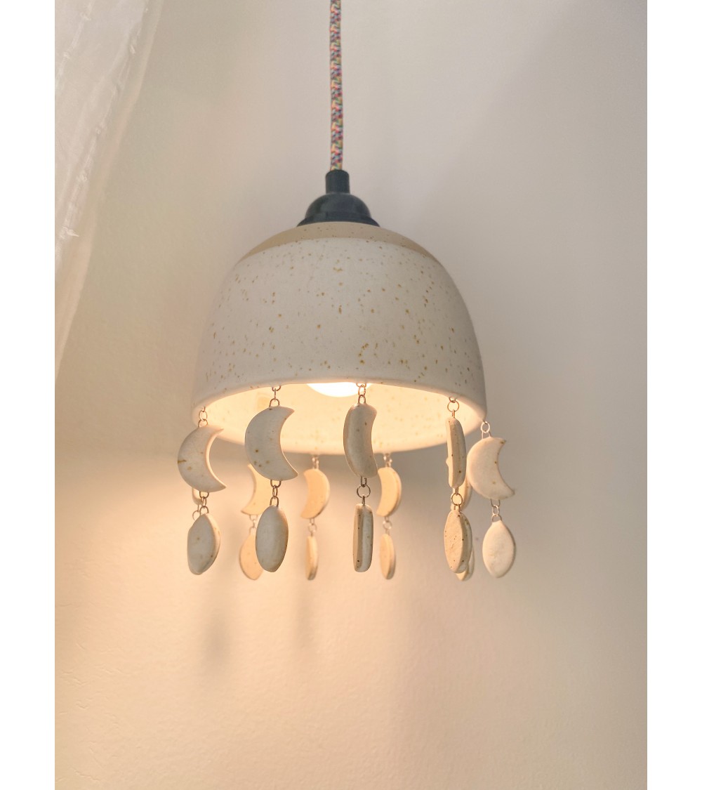 Handmade stoneware moon lamp